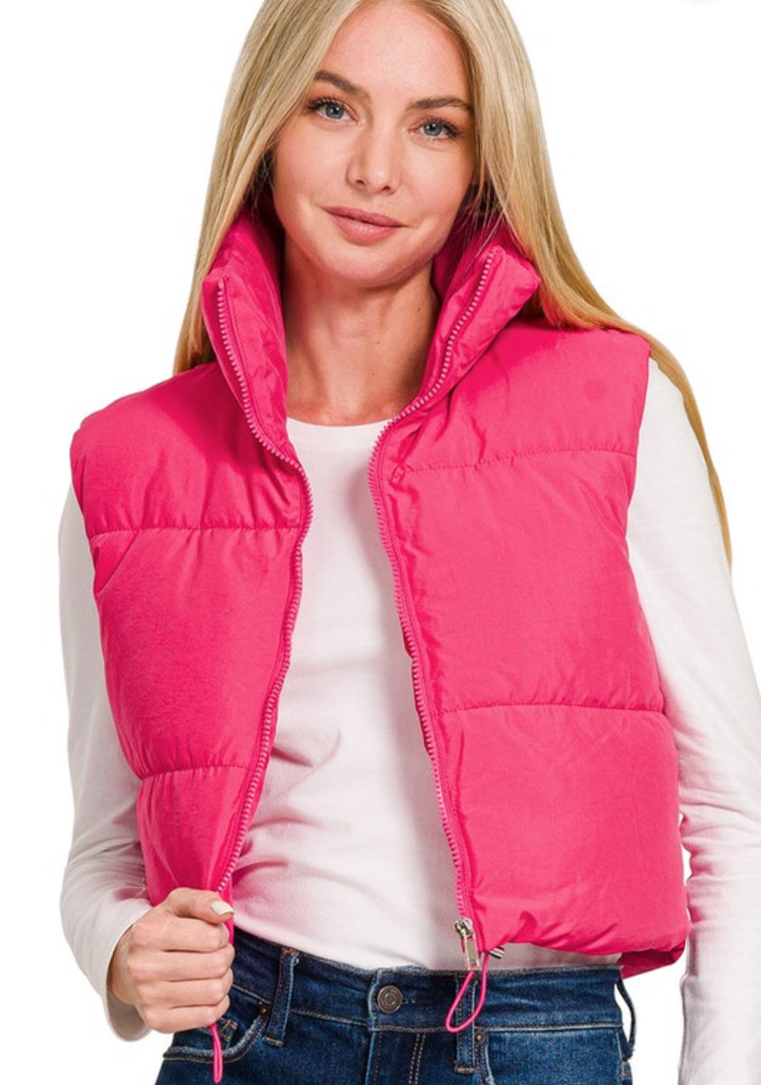 Cropped Puffer Vest Hot Pink – Magnolia Trading Post