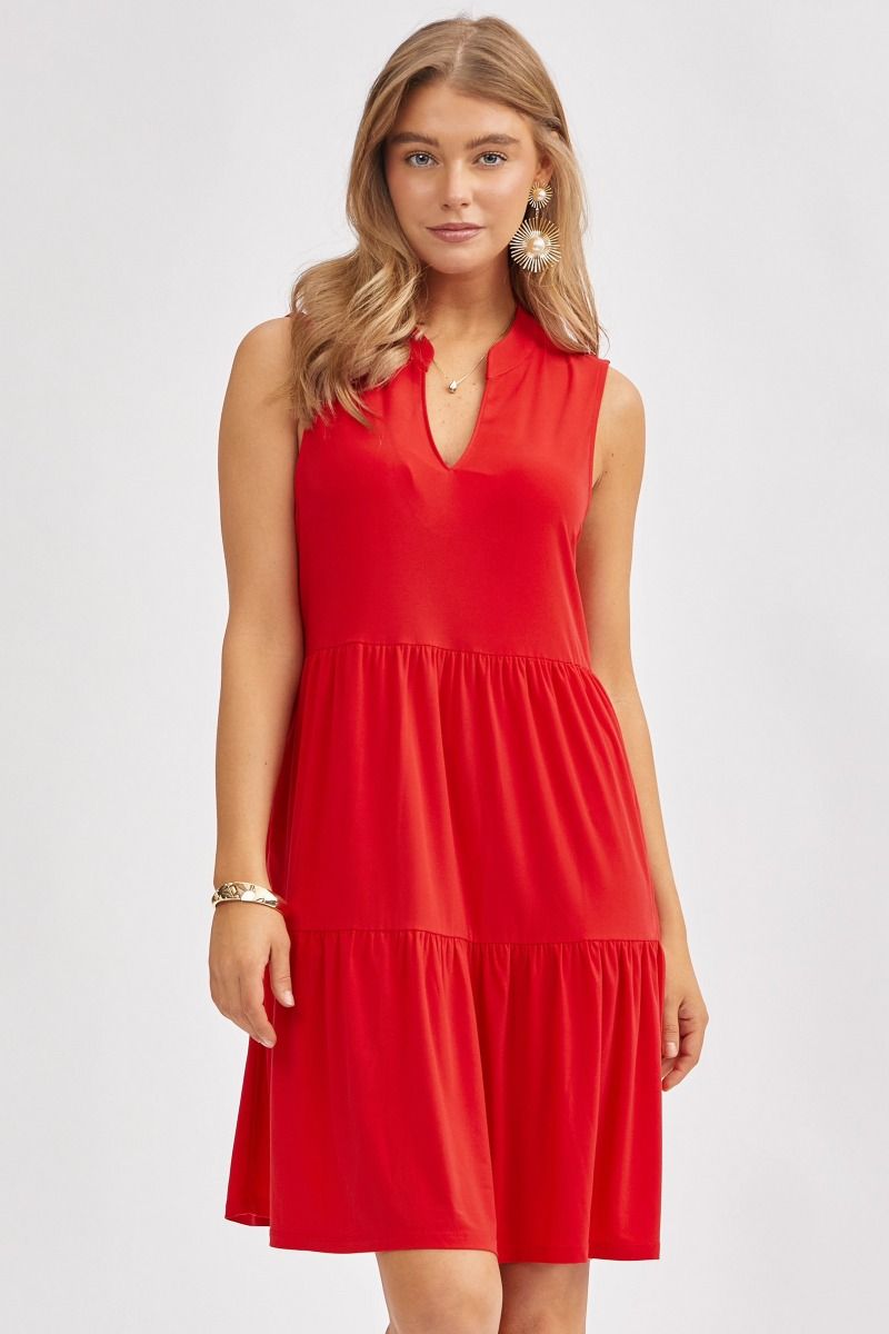 Solid Tank Ruffle Tiered Dress Red – Magnolia Trading Post