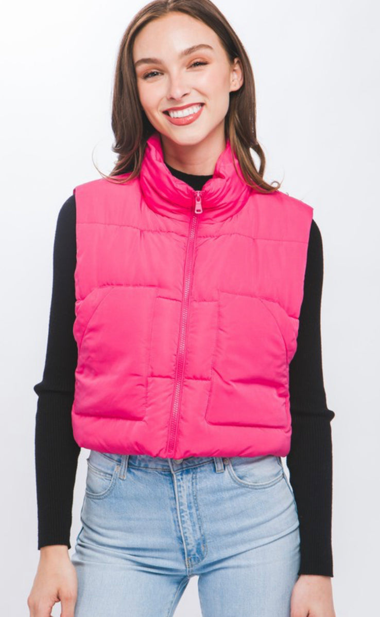 Hot Pink Cropped Puffer Vest – Magnolia Trading Post
